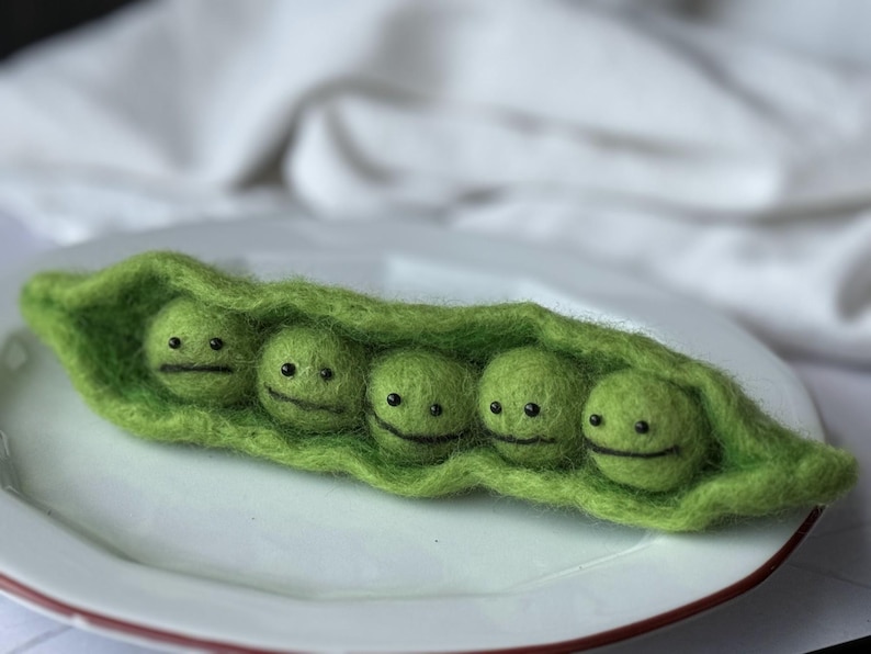 Pitiable Peas, Quirky Needle Felted Handcrafted Decor for Your Kitchen ...