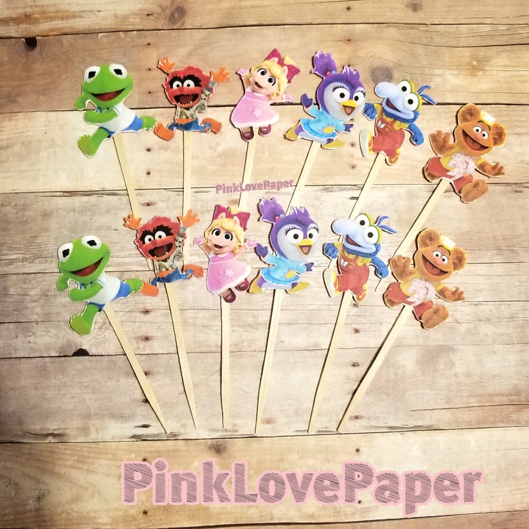 Cupcake Toppers Cute Puppets Muppets Pink Green Blue Yellow Orange Baby ...