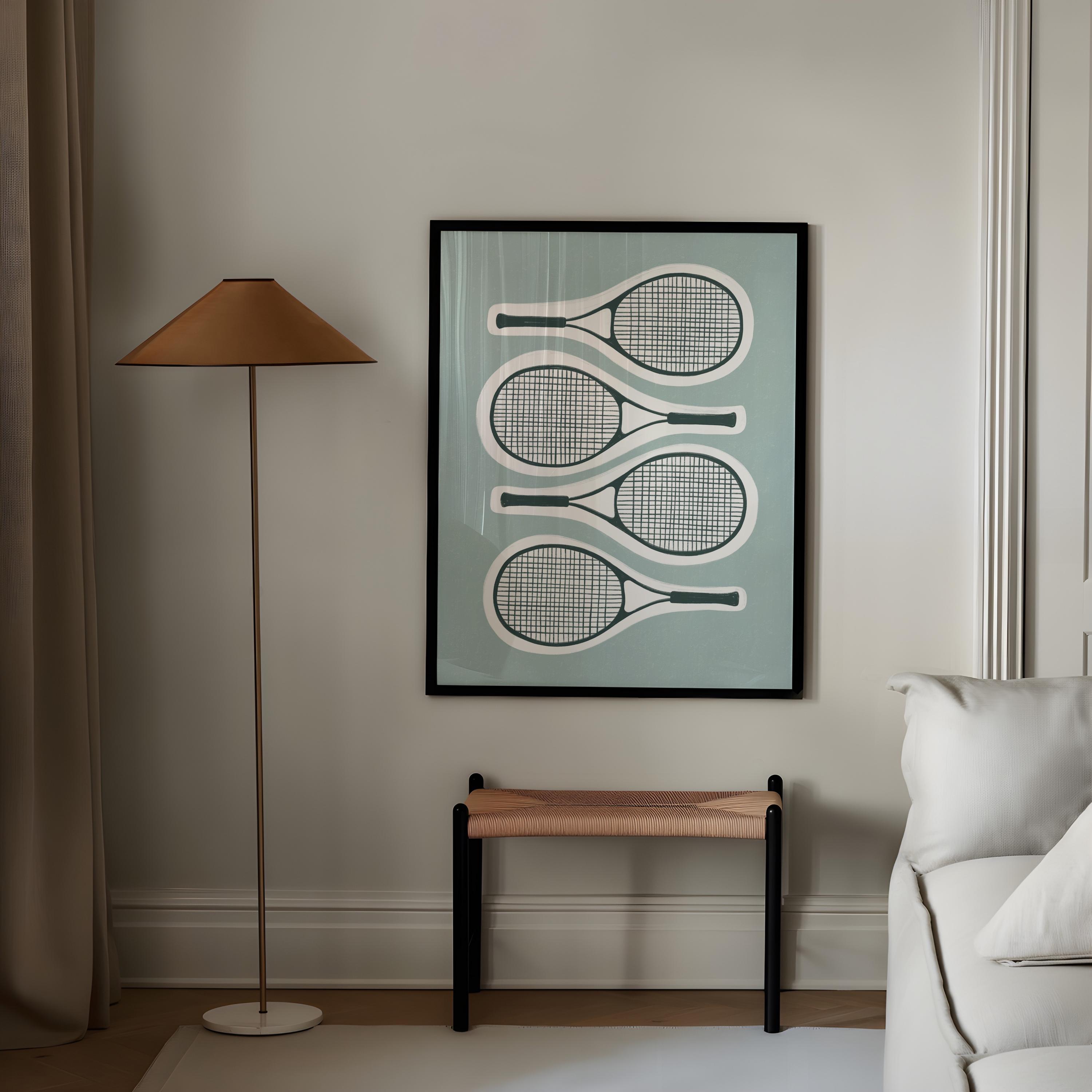Tennis Racquet Art Print, Tennis Poster, Girly Wall Art, Tennis Racket ...