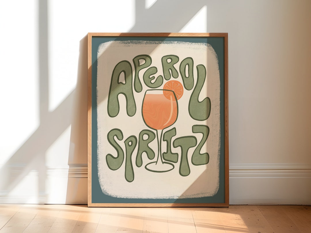 Aperol Spritz Print, Aperol Spritz Poster, Cocktail Poster, Bar Cart ...