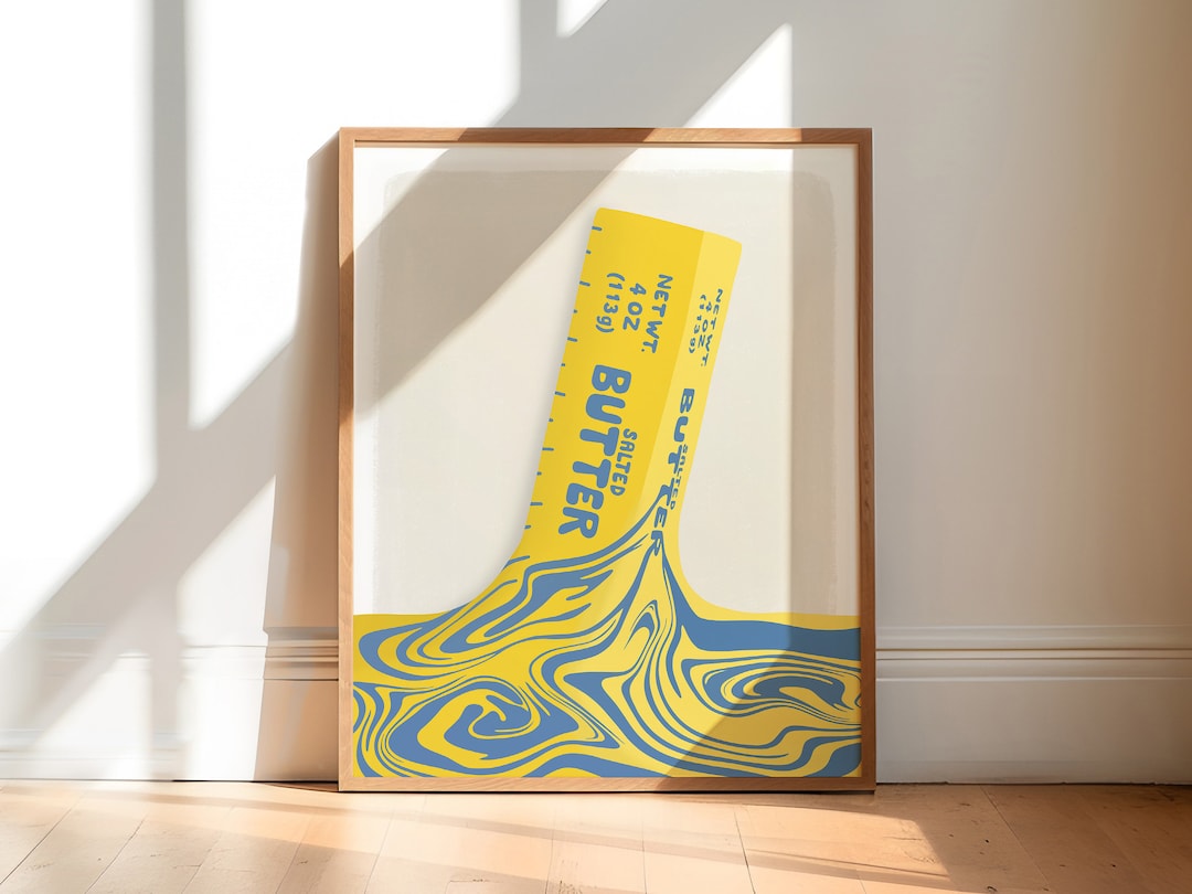 Melted Butter Art Print, Butter Stick Print, Funny Kitchen Poster ...