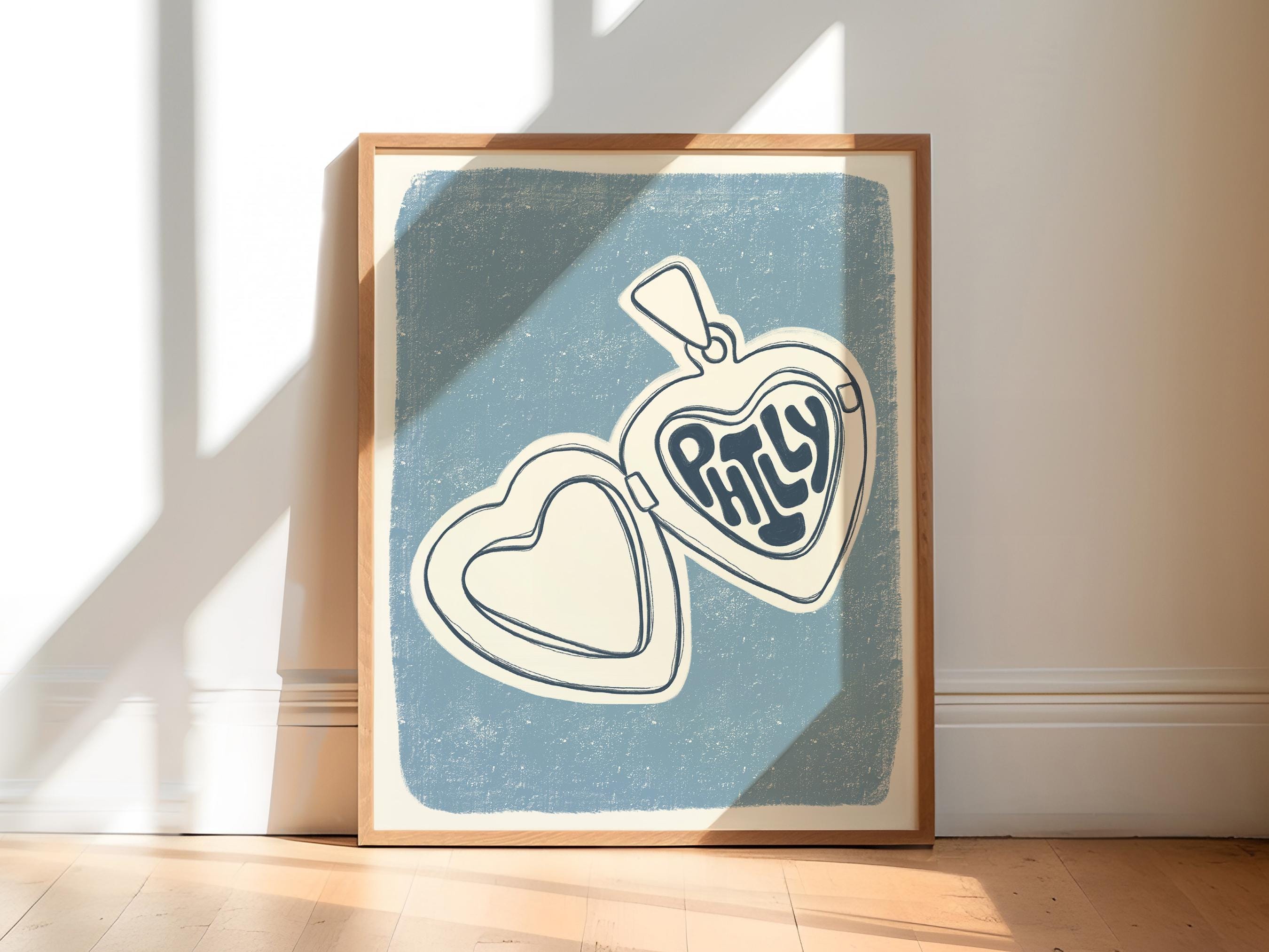 Philly Locket Art Print, Philadelphia Wall Art, Heart Locket Poster ...