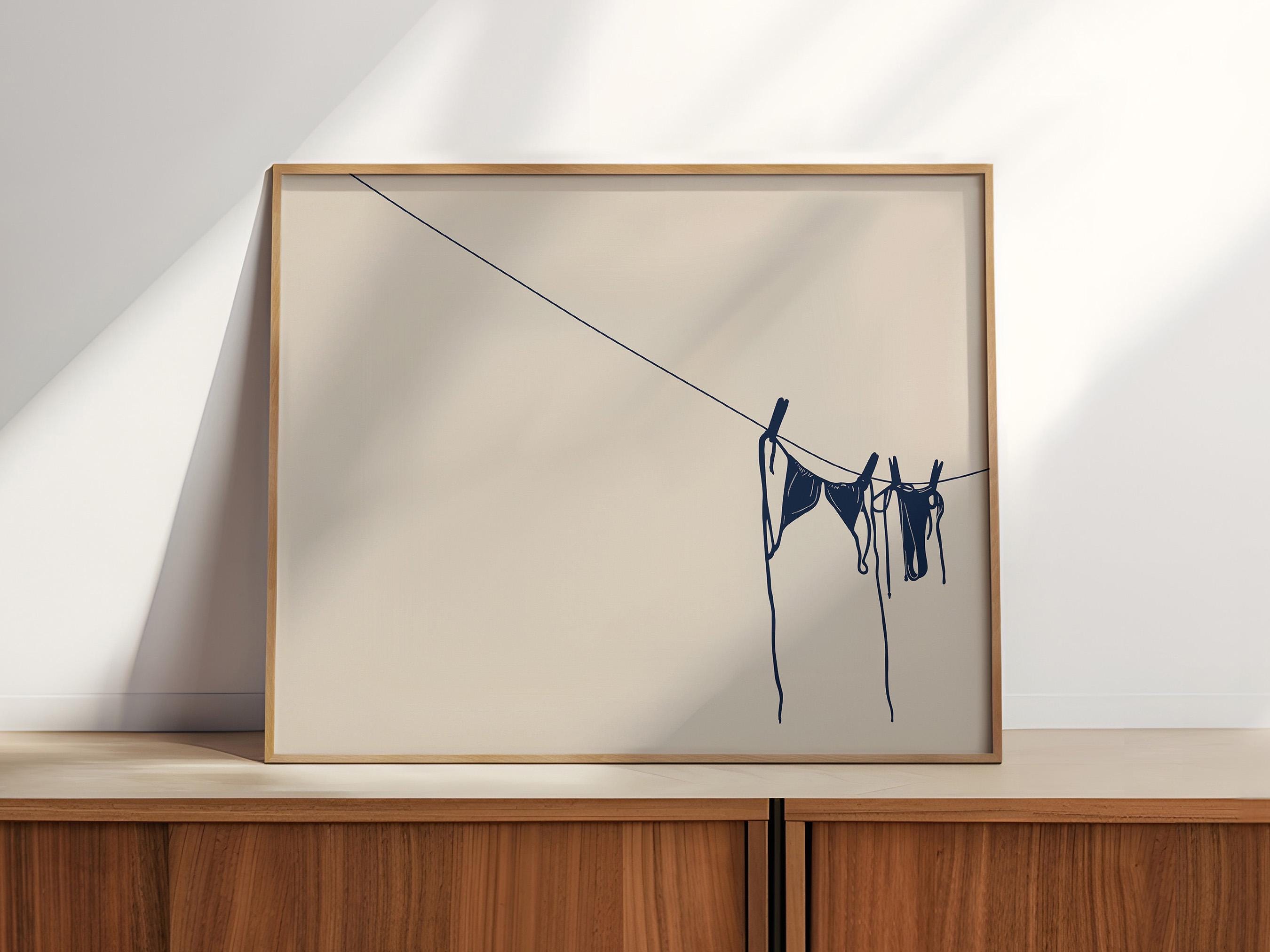 Horizontal Dark Blue Bikini Art Print, Bikini Poster, Beachy Prints ...