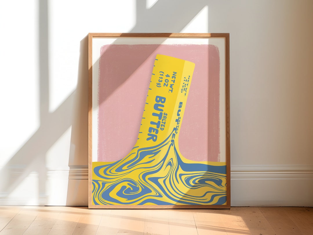 Melted Butter Art Print, Salted Butter Stick Print, Funky Kitchen ...