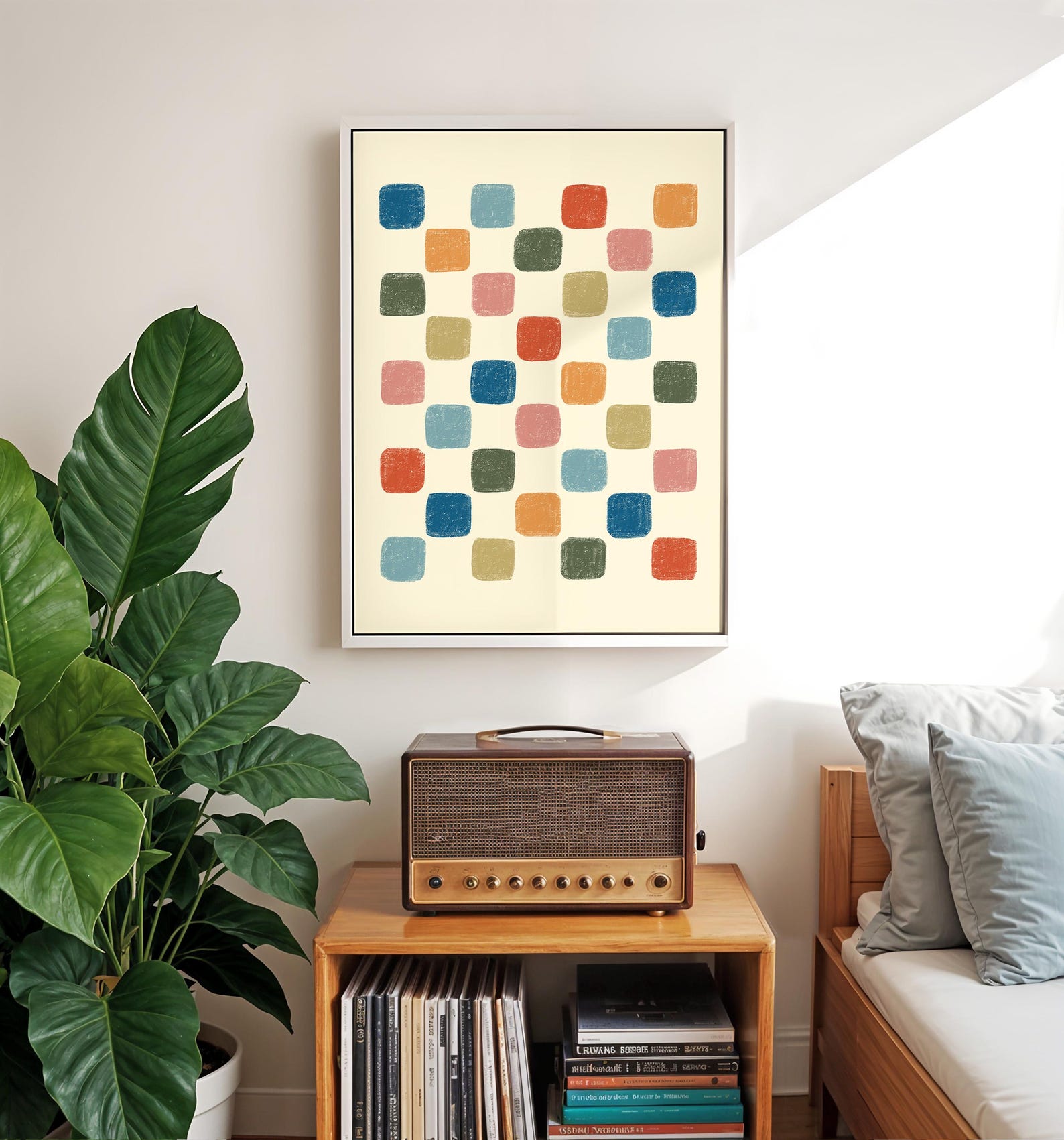 Colorful Checkered Print Wall Art, Checkered Poster, Beachy Prints ...