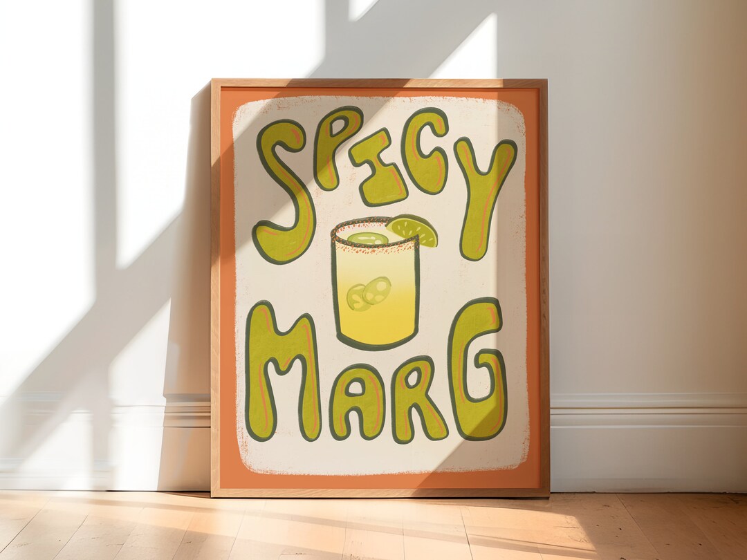 Spicy Marg Art Print, Spicy Margarita Art, Cocktail Poster, Bar Cart ...