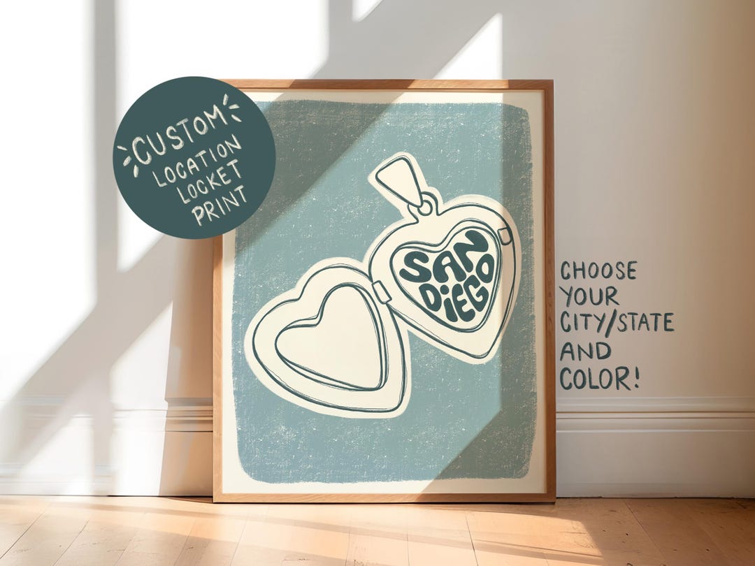 Custom Location Locket Art Print, Customized City Print, Personalized ...