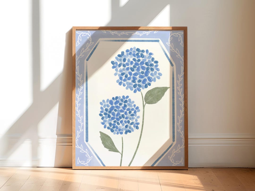 Hydrangea Print, Hydrangea Poster, Coastal Granddaughter Print, Blue ...