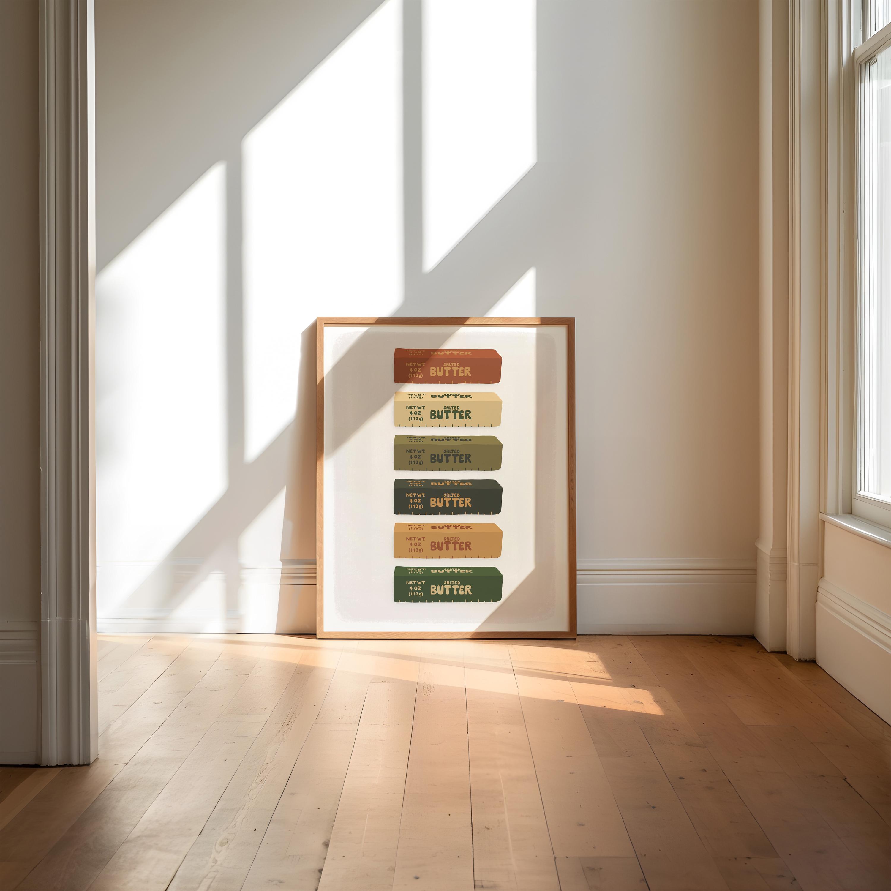 Neutral Butter Sticks Art Print, Pop Art, Food Poster, Butter Wall ...