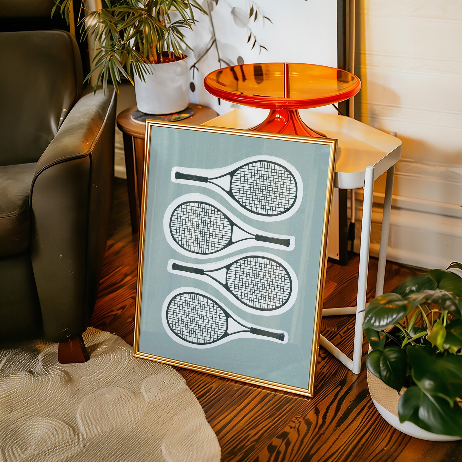 Tennis Racquet Art Print, Tennis Poster, Girly Wall Art, Tennis Racket ...