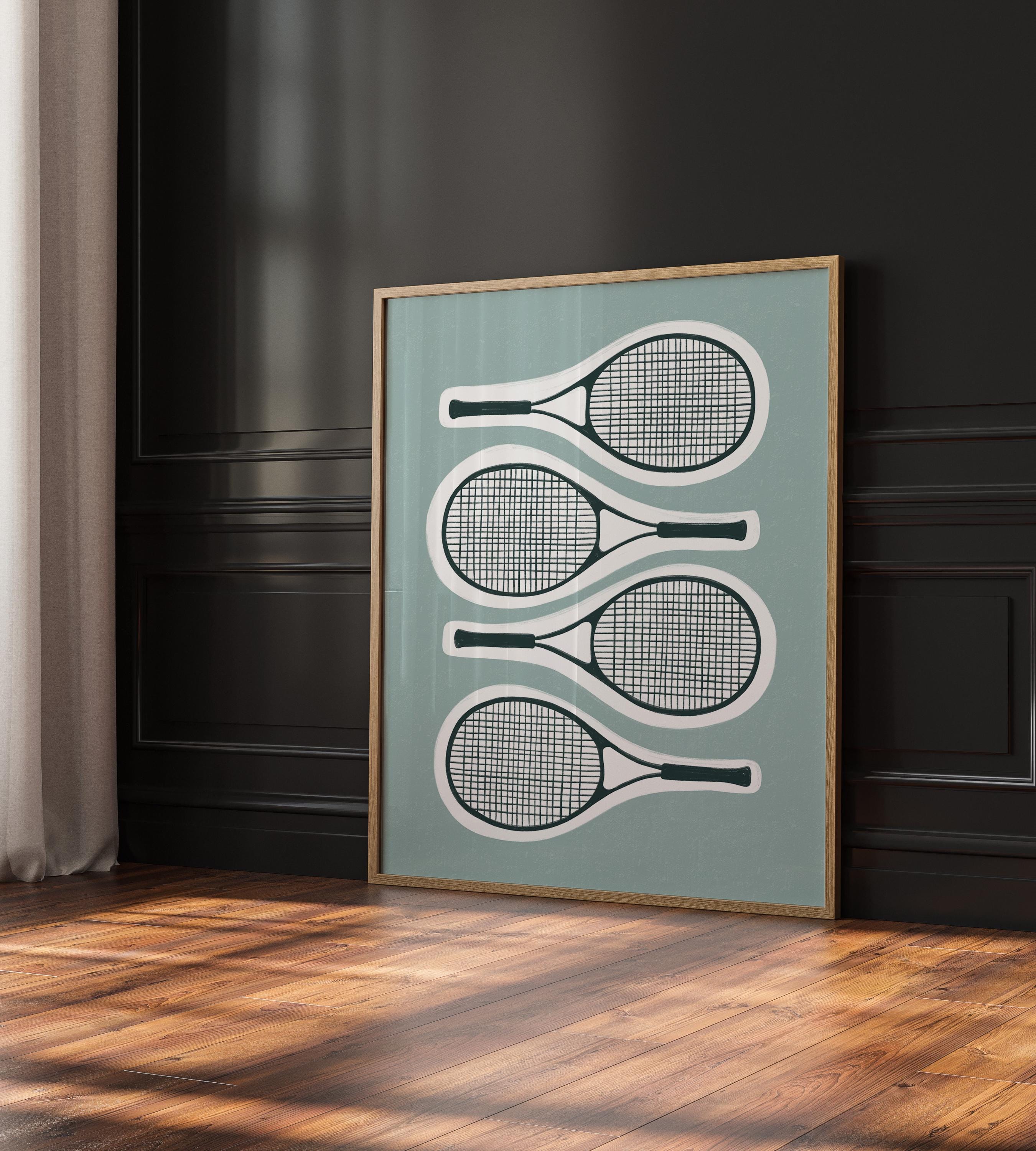 Tennis Racquet Art Print, Tennis Poster, Girly Wall Art, Tennis Racket ...