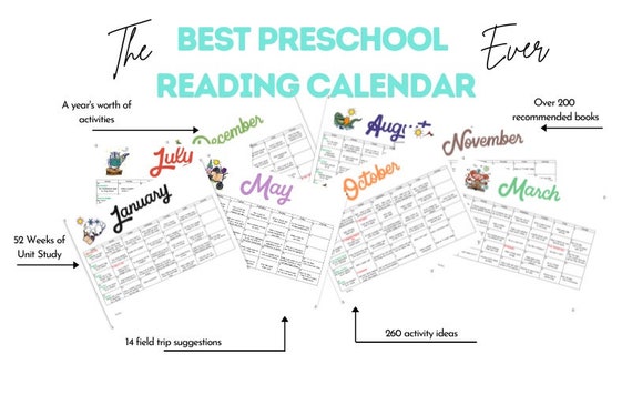 Printable Preschool Reading Activity Calendar Preschool - Etsy