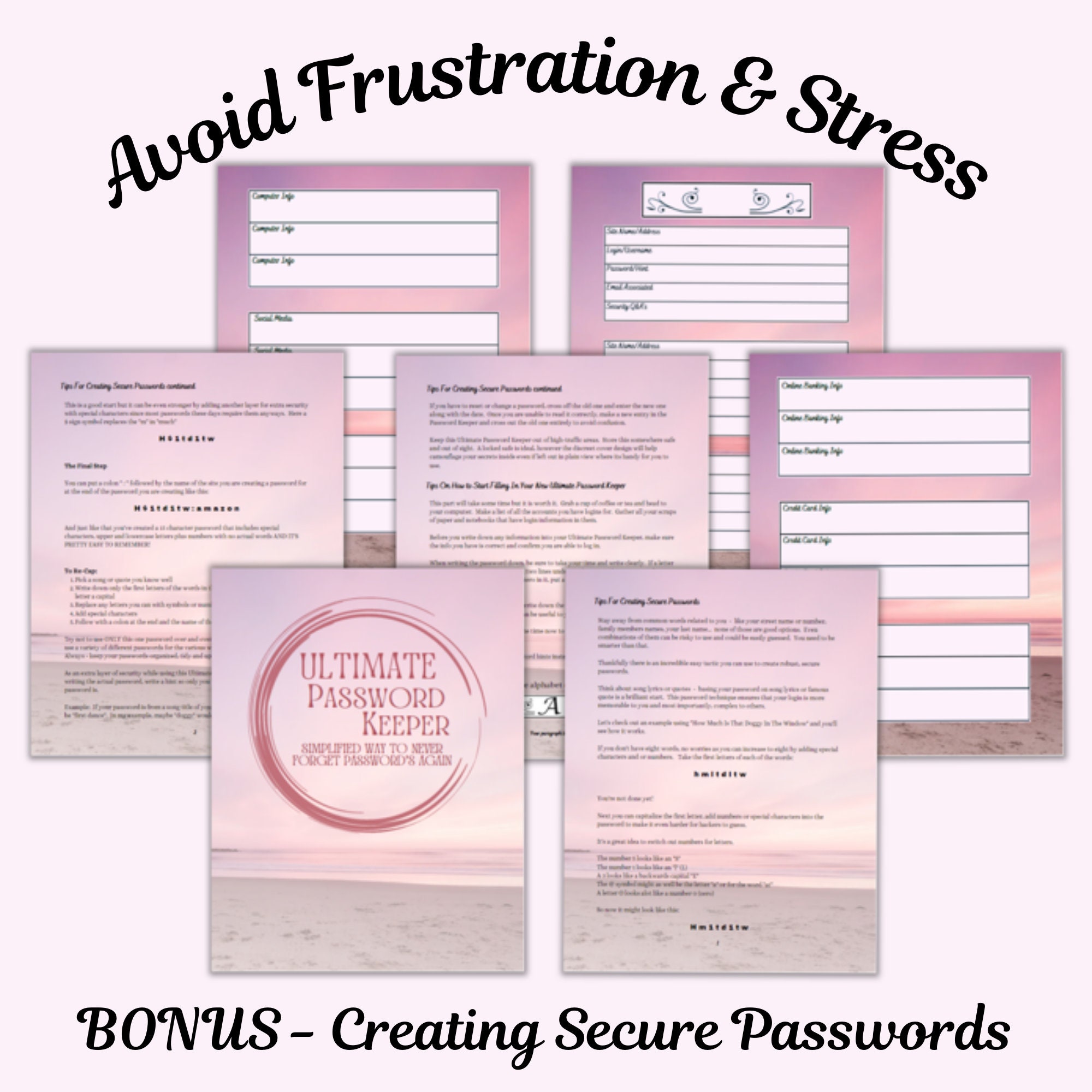 Password Keeper, Printable, Fillable, Log, Tracker, Organizer, Websites ...