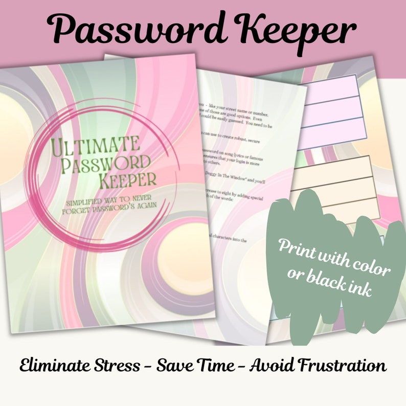 Password Keeper, Printable, Fillable, Log, Tracker, Organizer, Websites ...