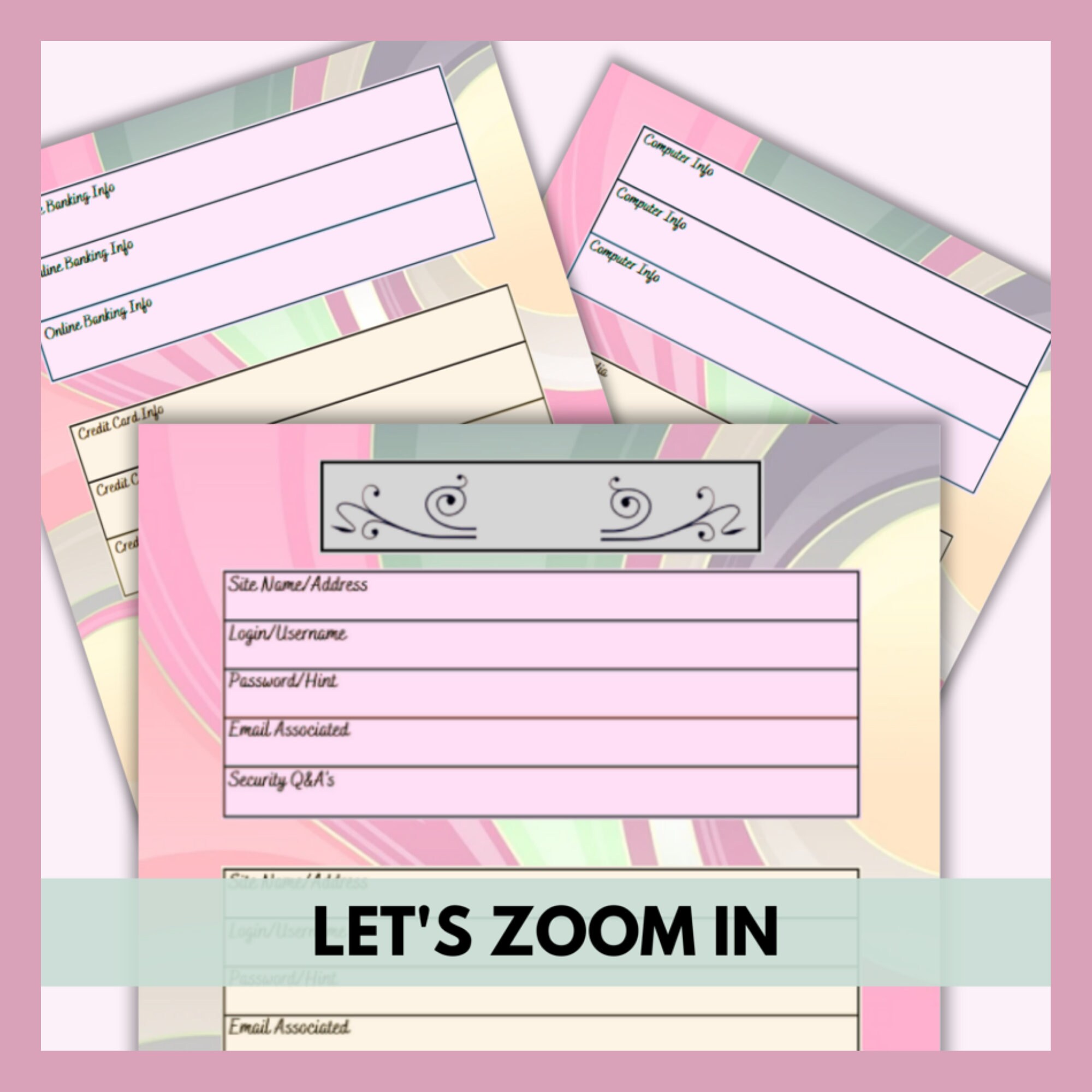Password Keeper, Printable, Fillable, Log, Tracker, Organizer, Websites ...