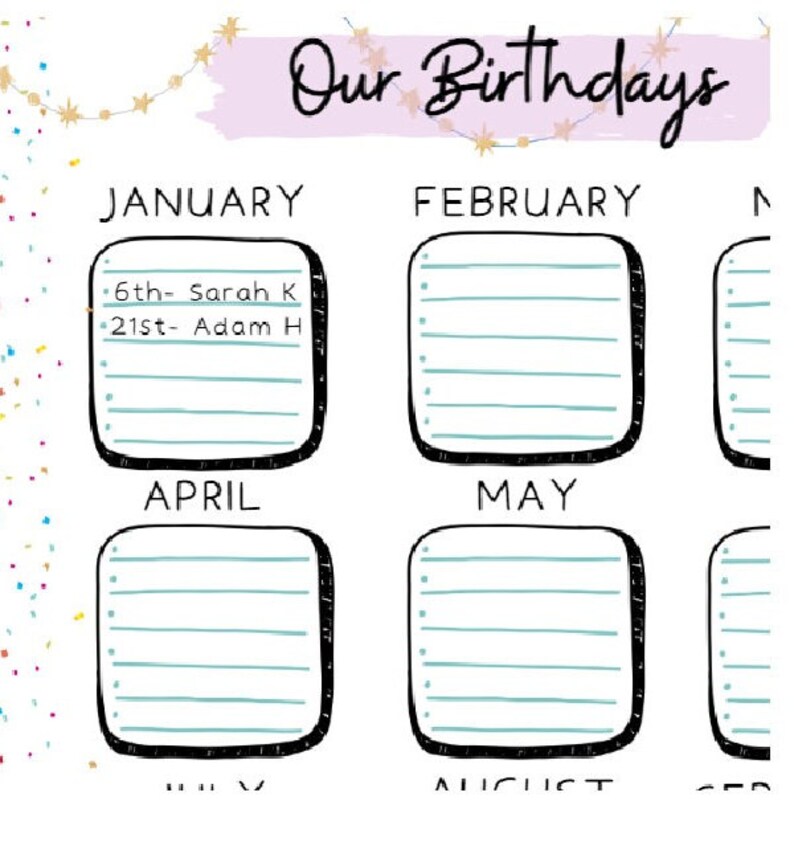 Teacher Pupil Birthday Calendar - Etsy