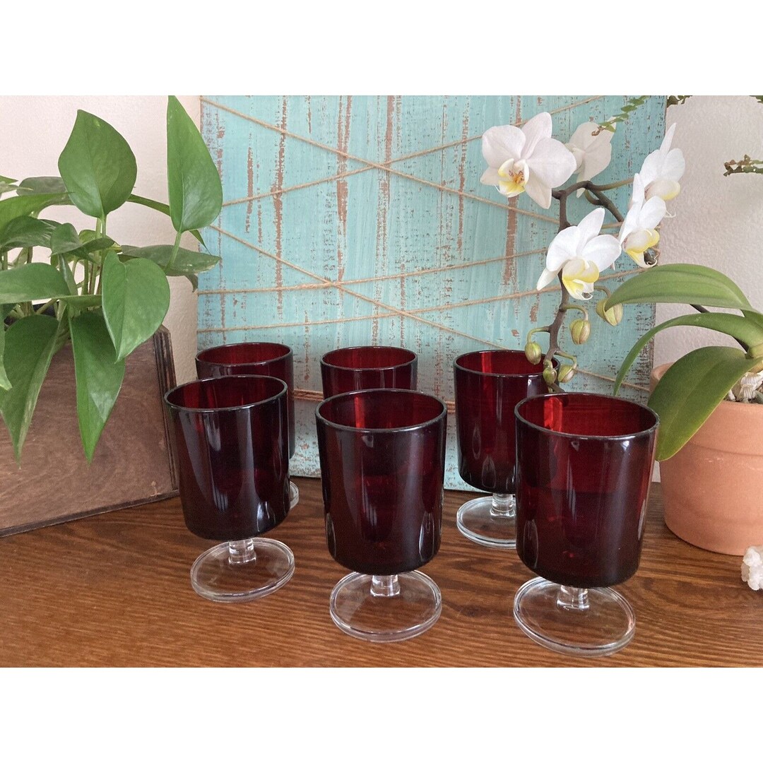 6 Vintage Luminarc ARCOROC FRANCE Ruby Red Cordial Glasses 4 1/4 “ - Etsy