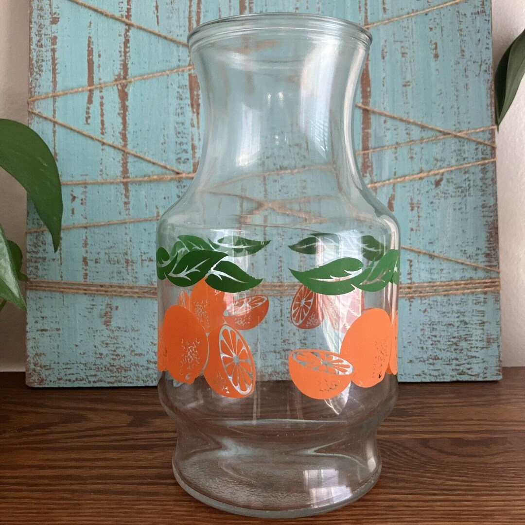 Vintage 1987 Anchor Hocking Glass Orange Juice Carafe Pitcher No Lid - Etsy
