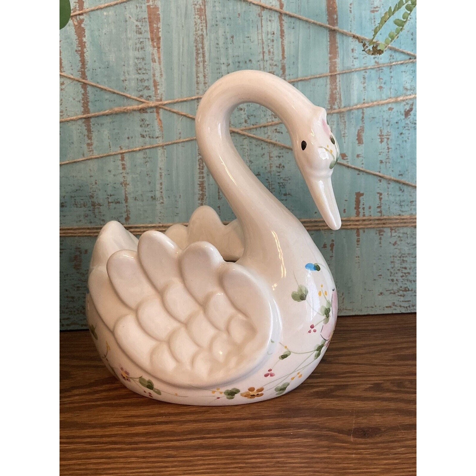 Vintage Safaril Hand Painted Floral Swan Planter Made in Portugal - Etsy