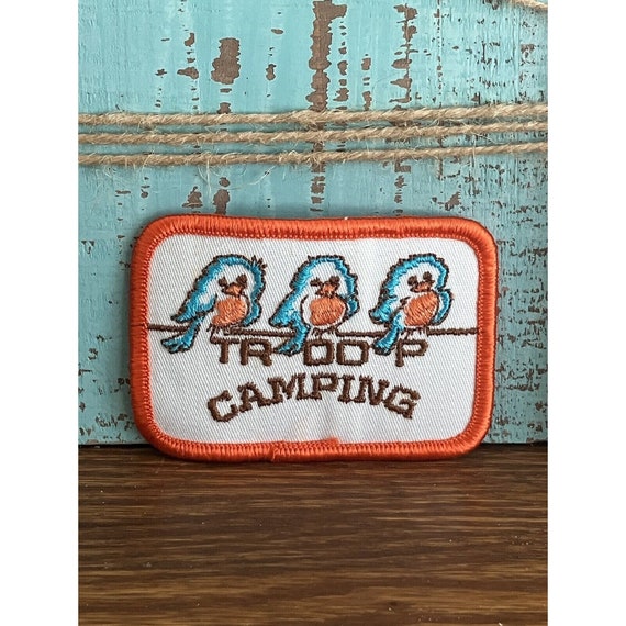 Vintage Girl Scouts Troop Camping Birds Iron On Patch - Gem