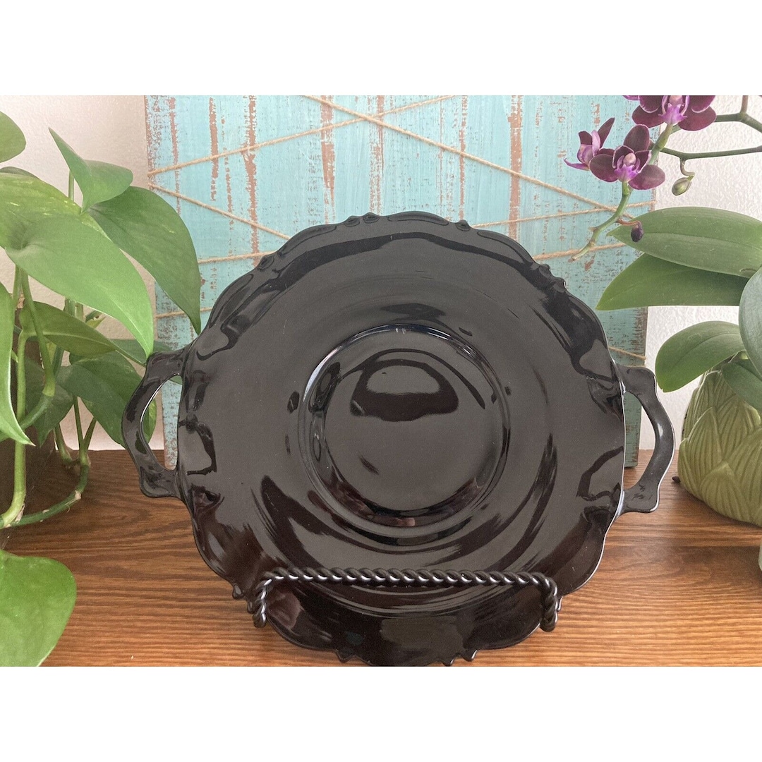 1930s LE SMITH Black Amethyst Depression Glass 8 1/2 Serving Plate W ...