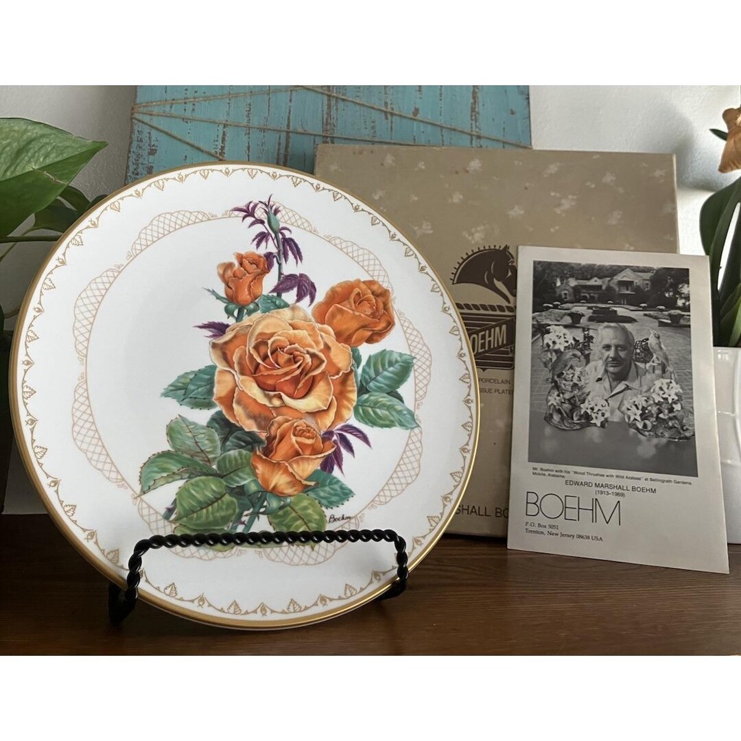 Edward Marshall Boehm Brandy Orange Roses of Excellence Collectors ...