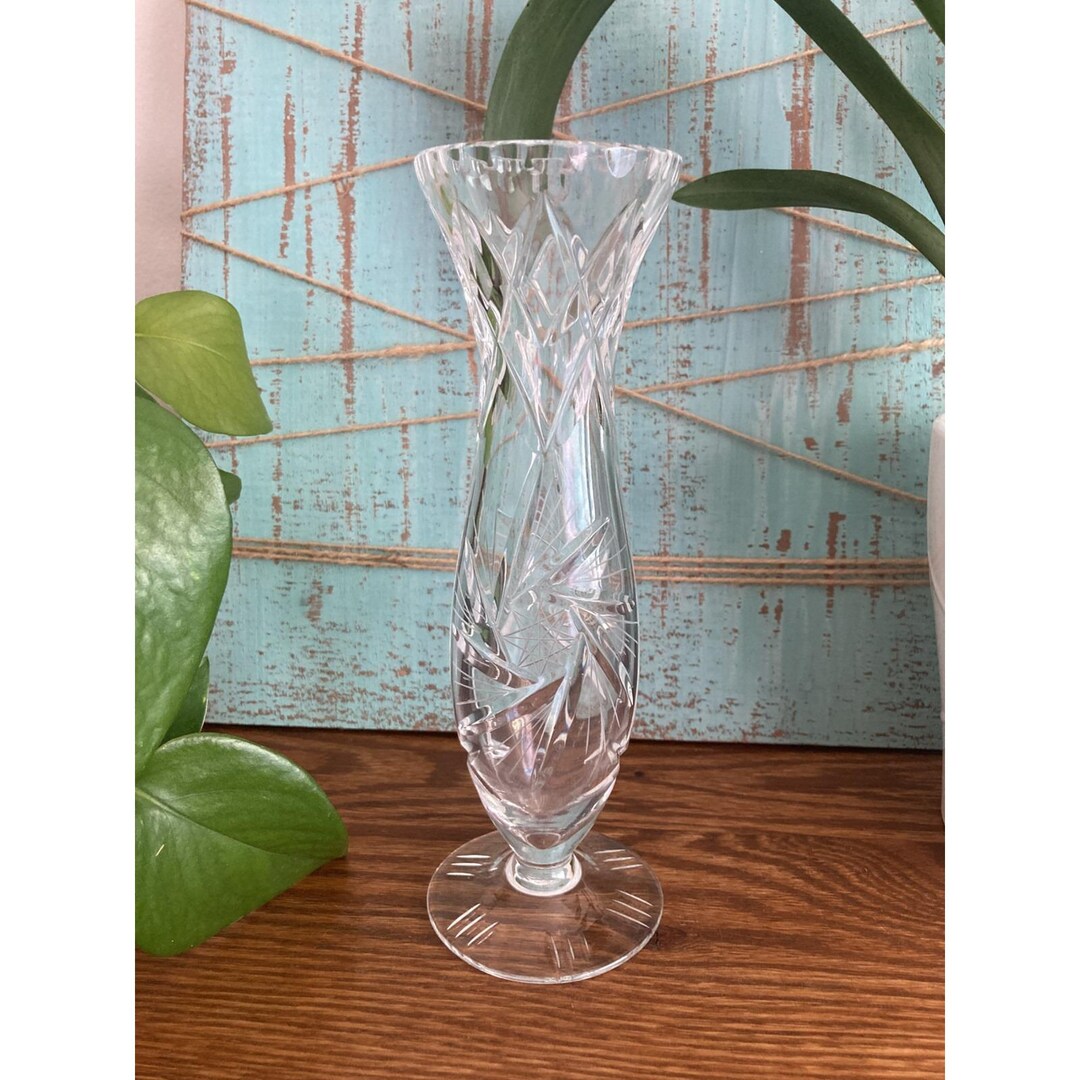 Bohemian Glass 24% Lead Crystal Pinwheel 6" Bud Vase Czech - Etsy