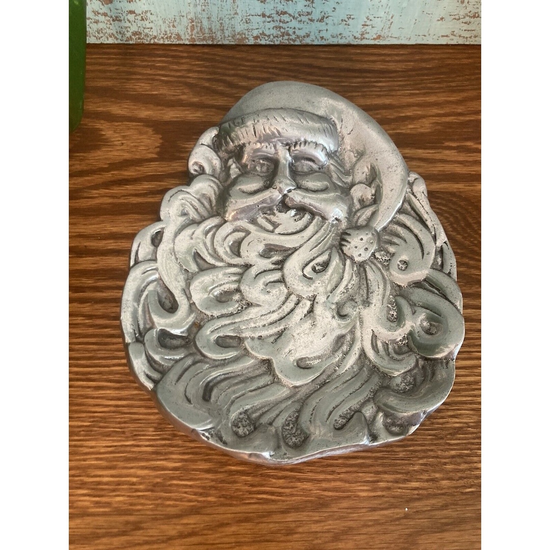 Vintage Pewter Silver Santa Claus Christmas Candy Dish Tray 7" - Etsy
