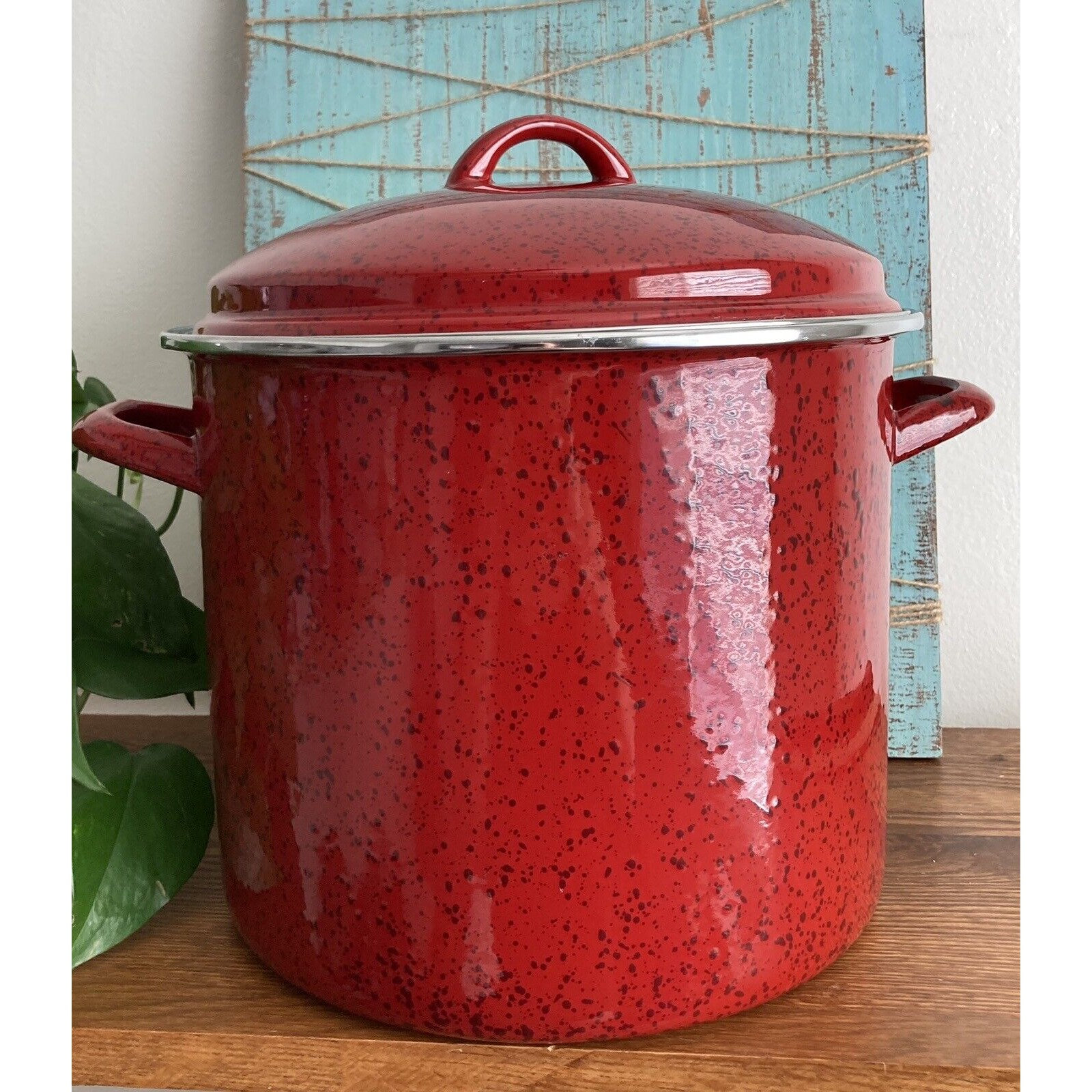Paula Deen 12 Qt Stock Pot Enamel on Steel Red With Lid EUC - Etsy