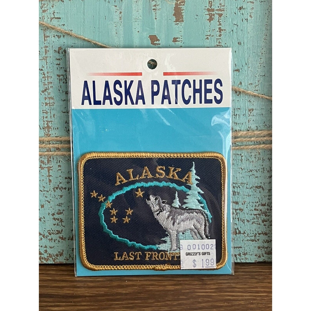 Vintage Embroidered Last Frontier Wolf Alaska Jacket Rectangular Patch ...