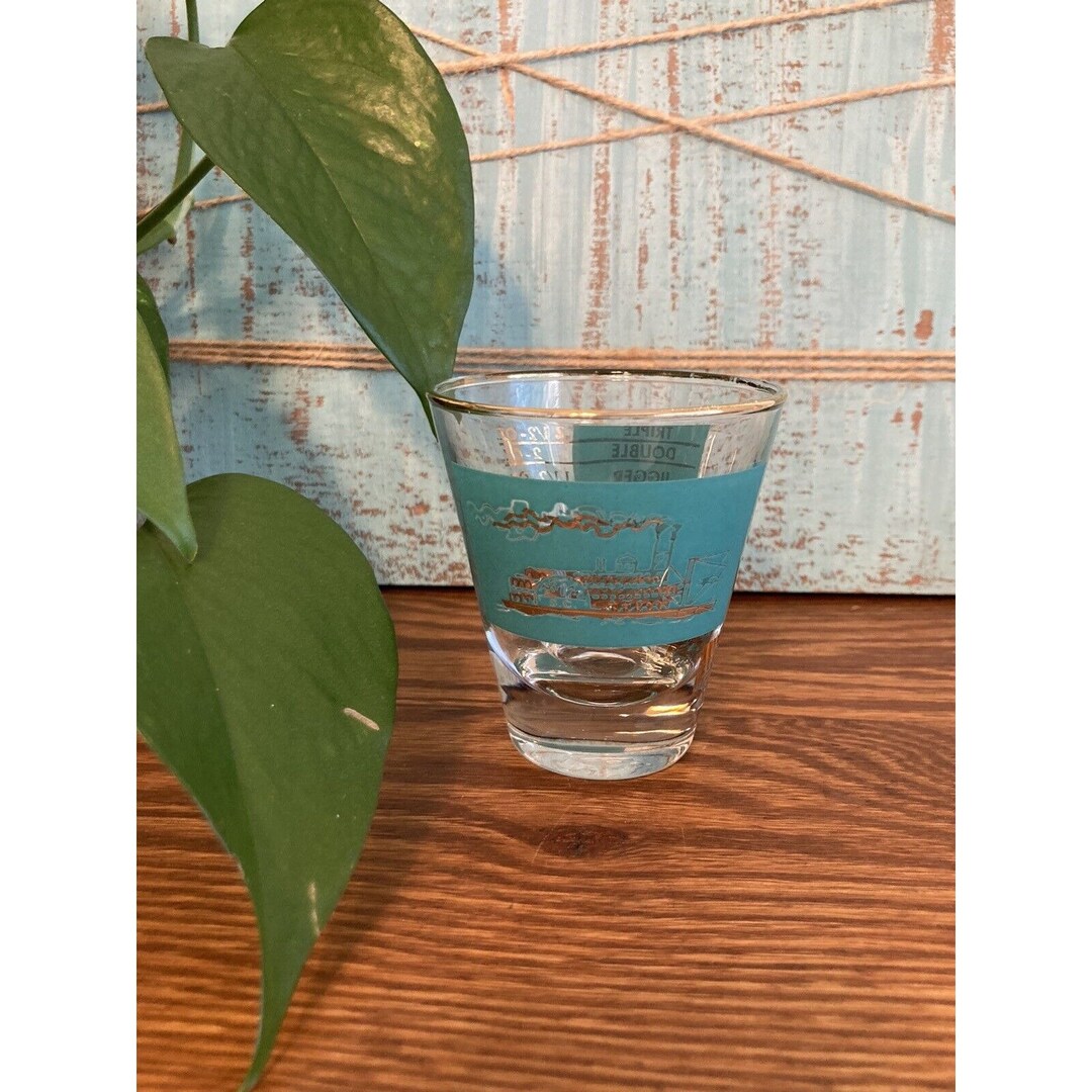 MCM Libbey Southern Comfort Steamboat Turquoise Gold Double - Etsy