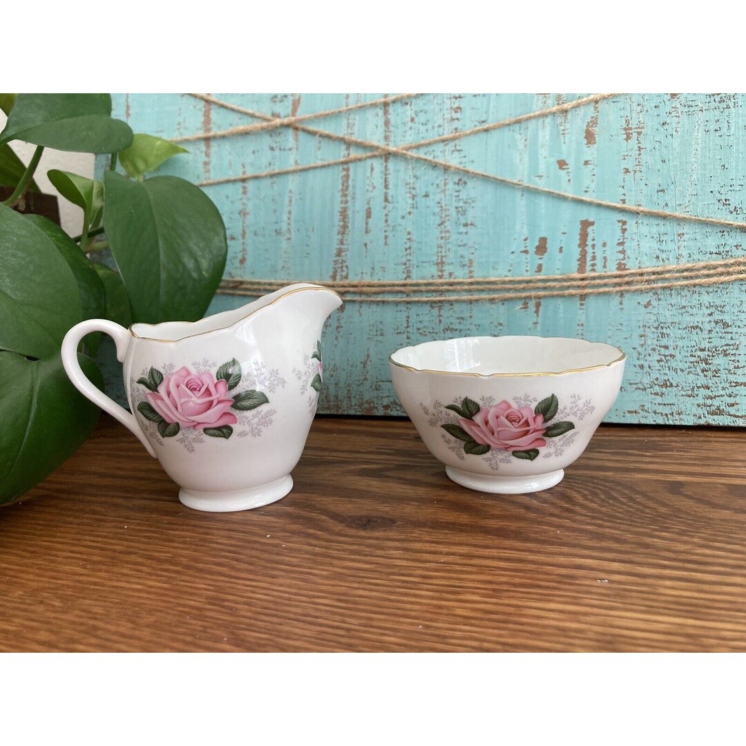 Vintage Royal Adderley Creamer & Sugar Bowl Pink Roses W/gold - Etsy