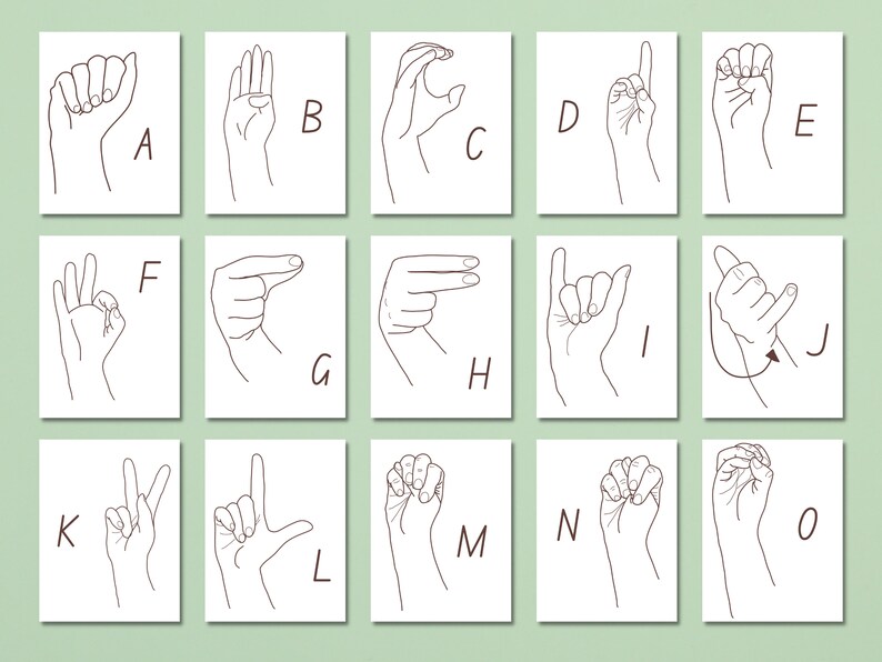 Sign Language Alphabet Flashcards| Babies Toddlers Children Learning ...
