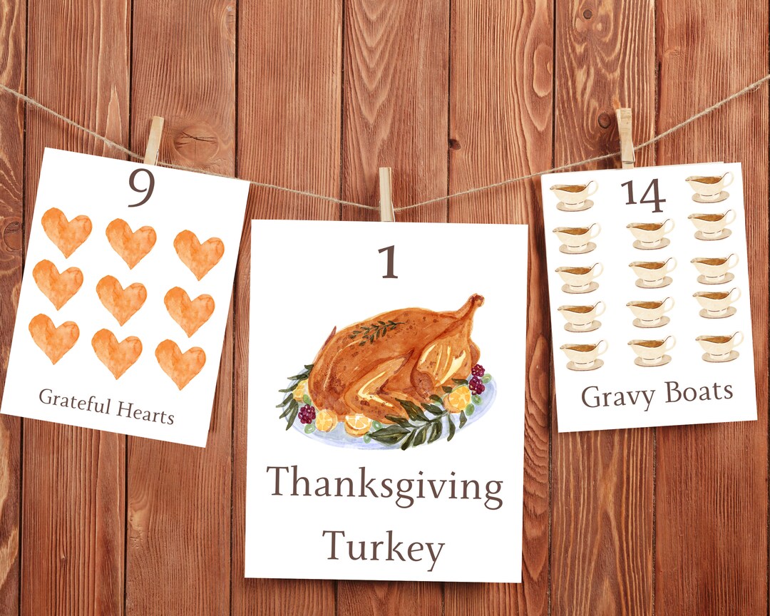 Thanksgiving Counting Cards| Homeschool Learning Printable| Montessori ...