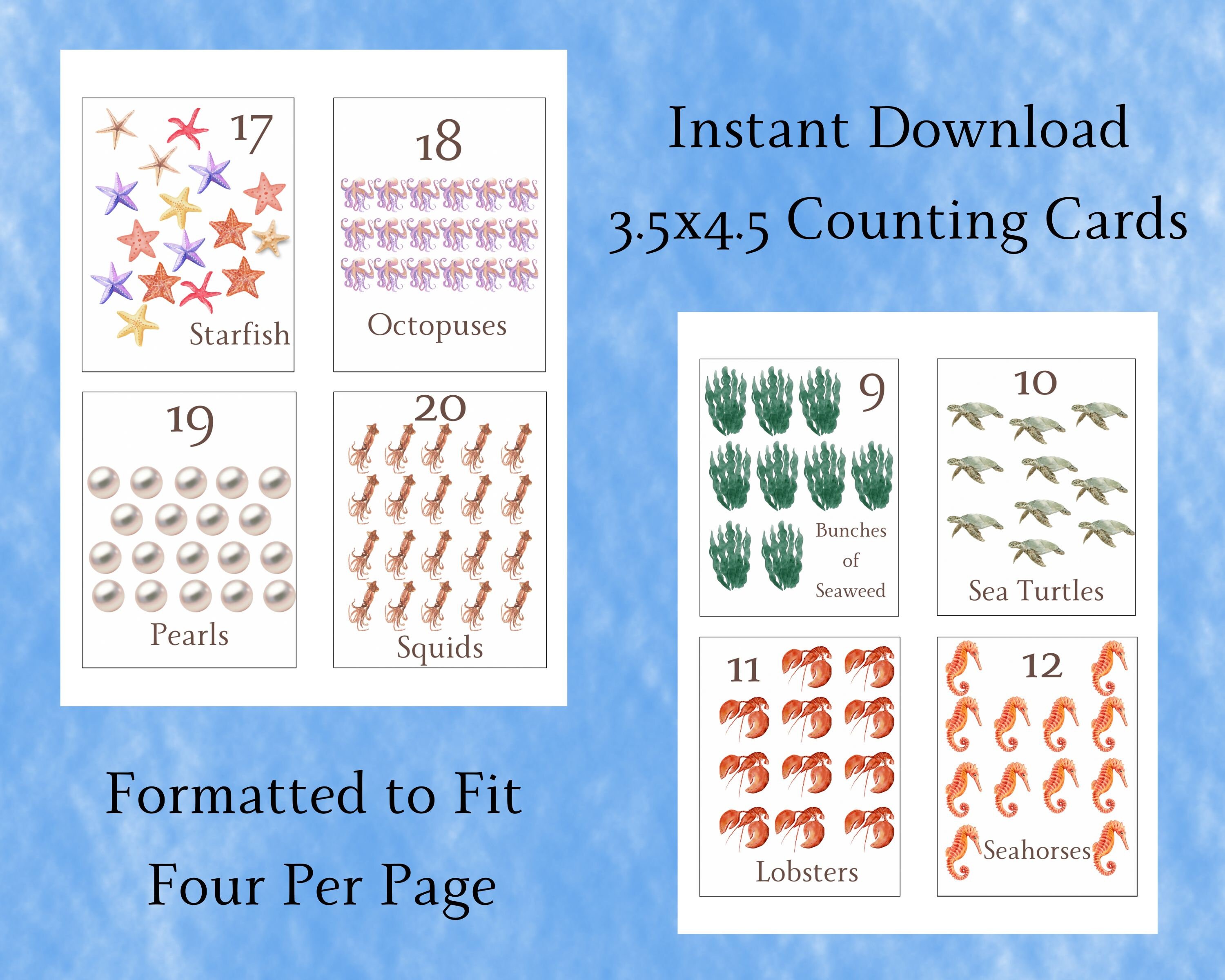 Ocean Themed Counting Cards Oceanography Homeschool Printables ...