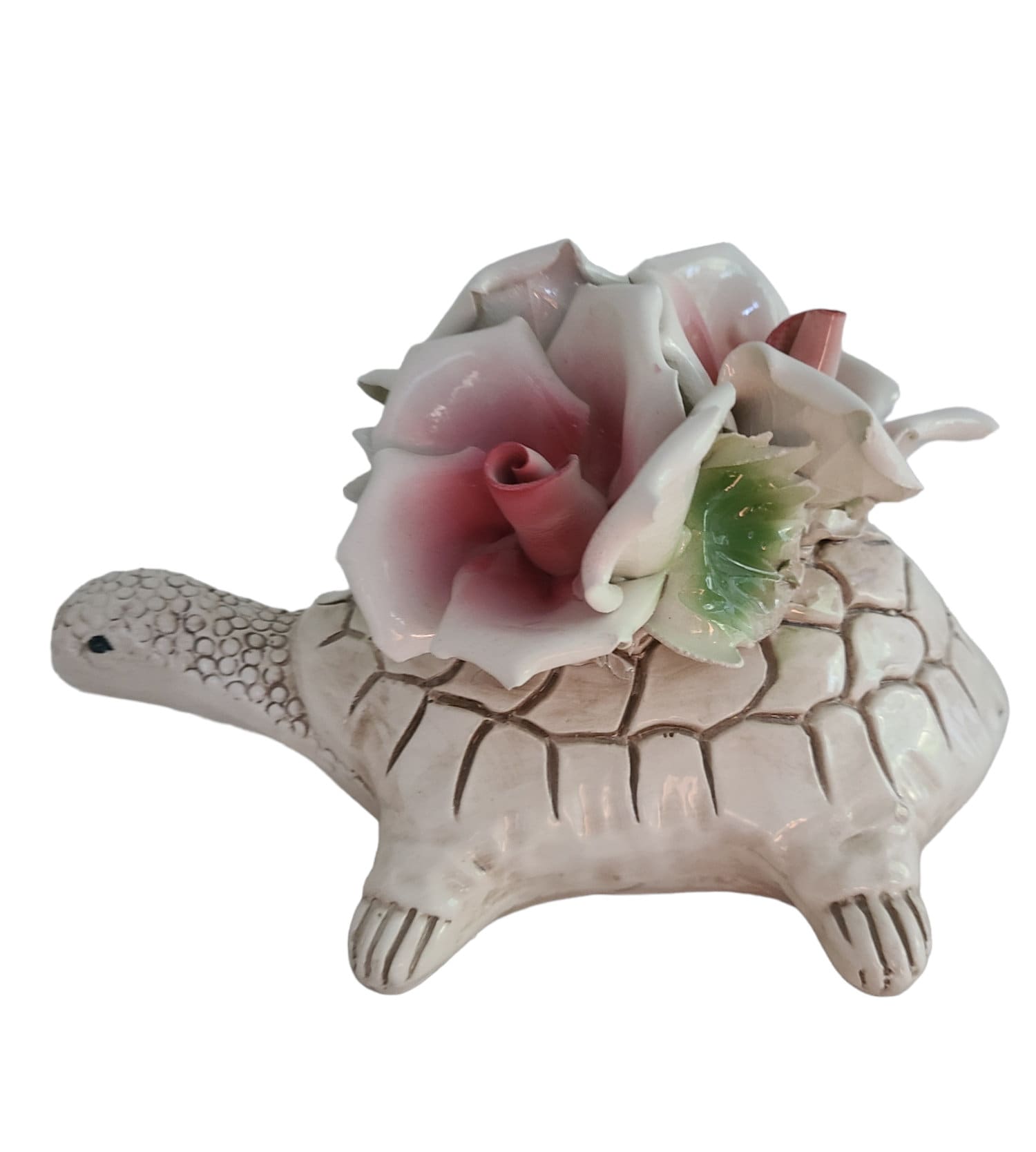 Vintage Italian Capodimonte Porcelain Turtle and Roses - Etsy