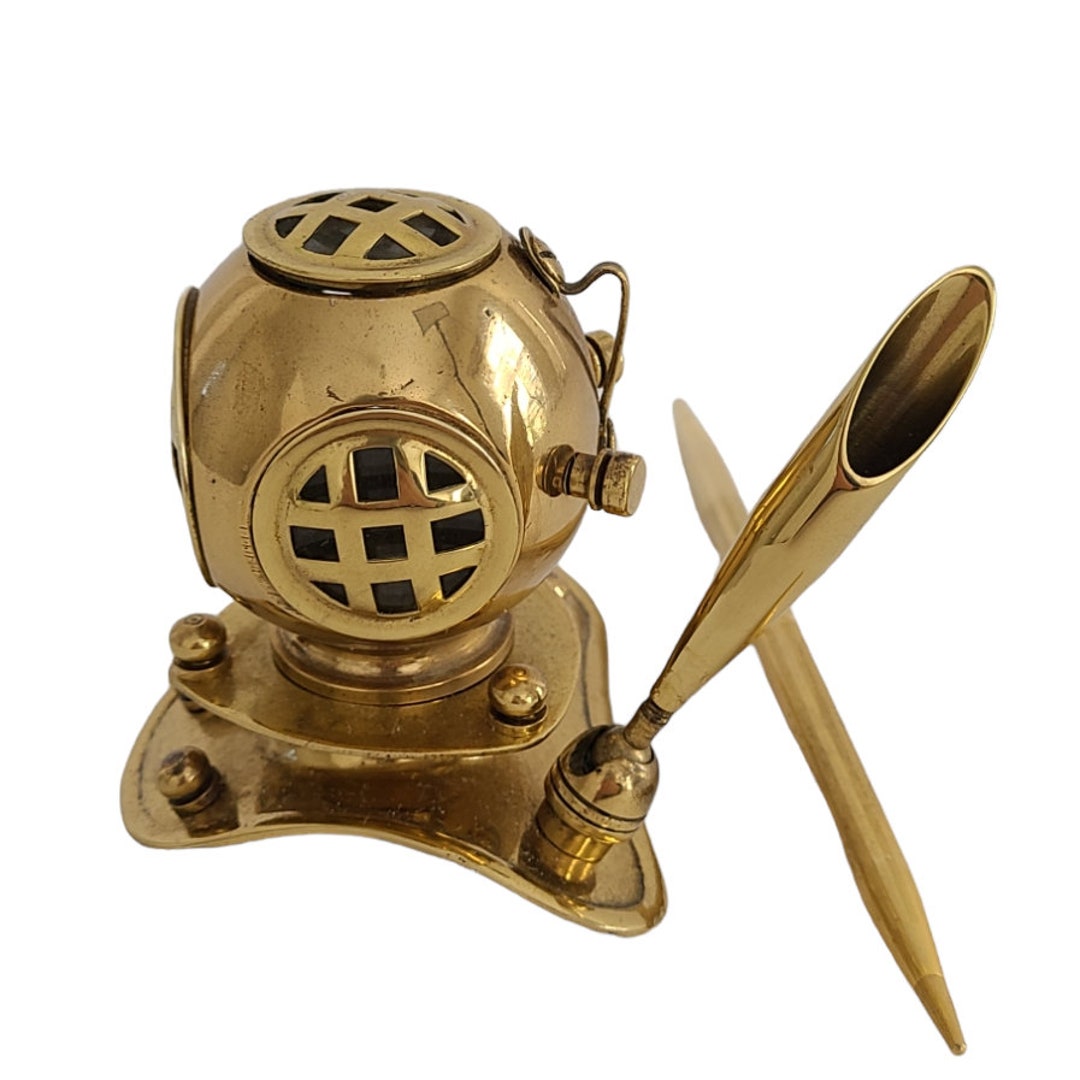 Rare Vintage Brass Diving Helmet With Brass Penholder - Etsy