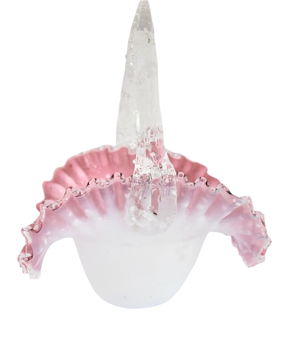 Victorian Blown Milk Glass Basket With Clear Glass Thorn Handle - Etsy