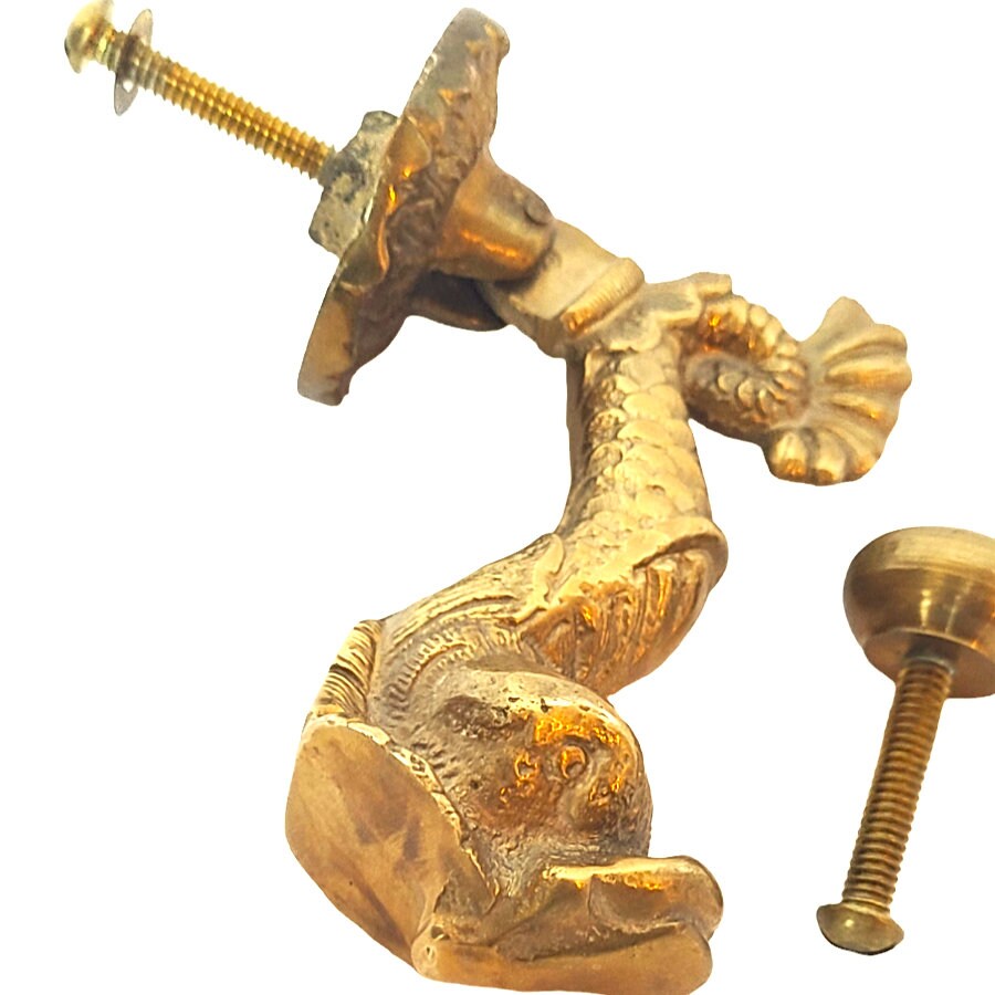 Vintage Heavy Brass French Roman Style Mythological Dolphin Door ...