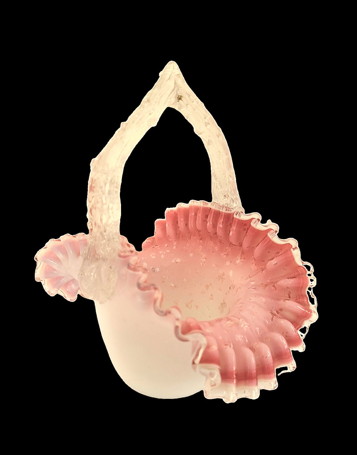 Victorian Blown Milk Glass Basket With Clear Glass Thorn Handle - Etsy