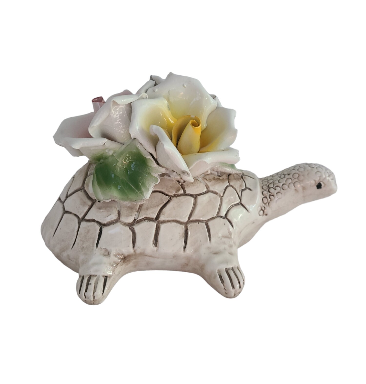 Vintage Italian Capodimonte Porcelain Turtle and Roses - Etsy