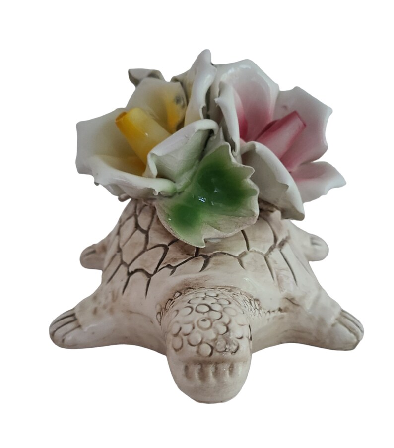 Vintage Italian Capodimonte Porcelain Turtle and Roses - Etsy