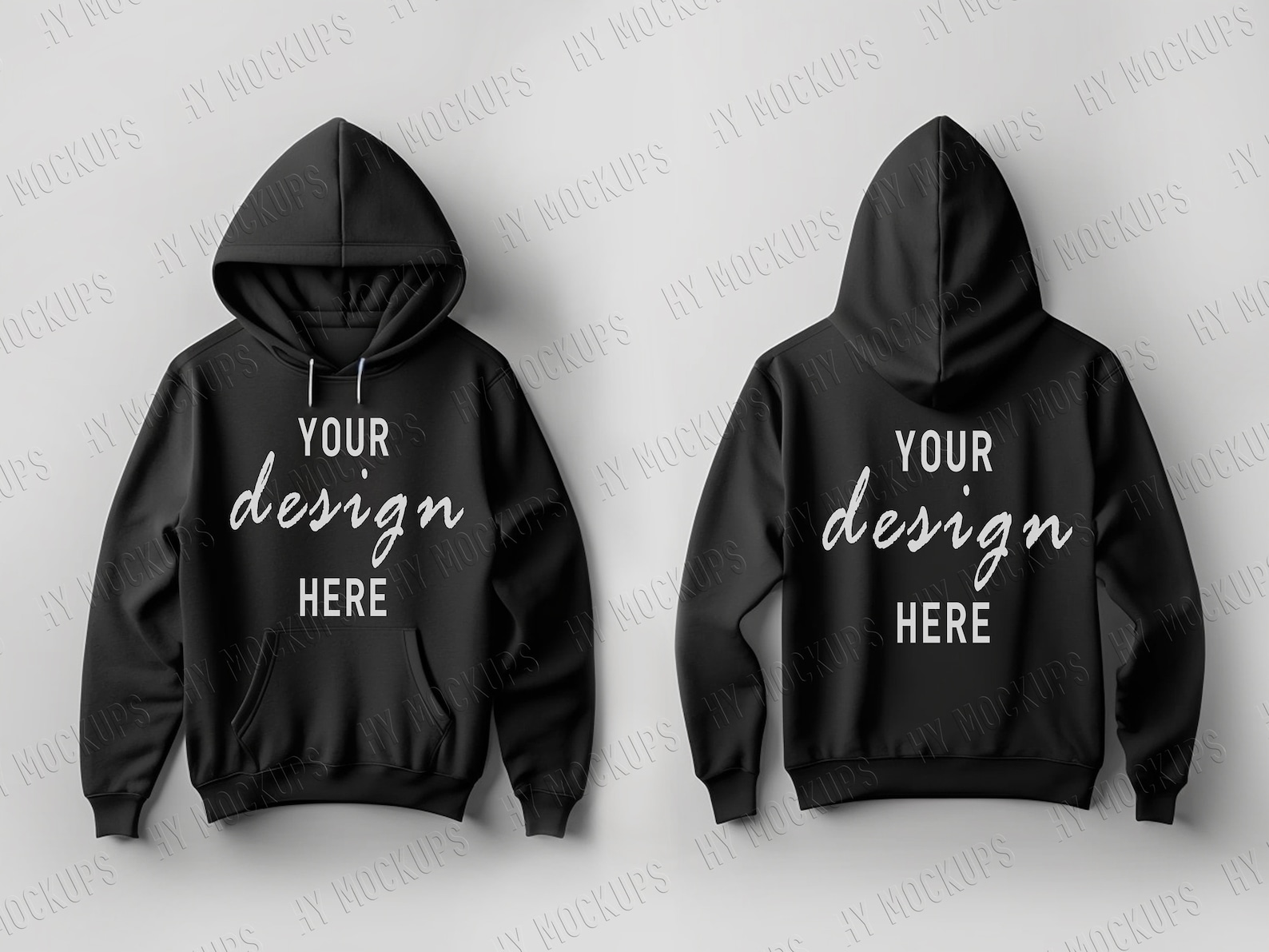 Front and Back Black Hoodie Mockup Bundle, 5x Black Hoodie Mockup ...