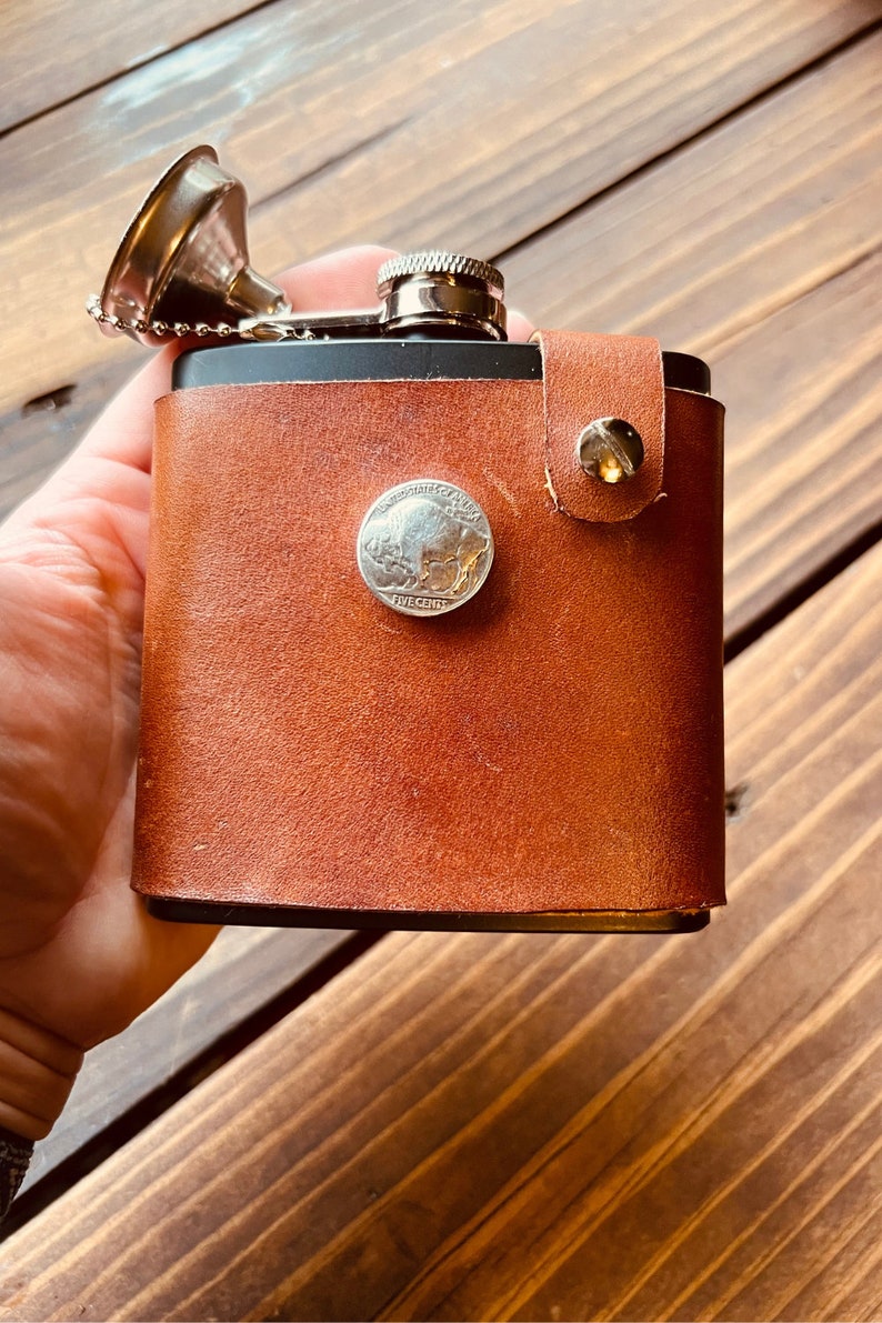 Leather Flask, Leather Hip Flask, Leather Wrapped Flask - Etsy