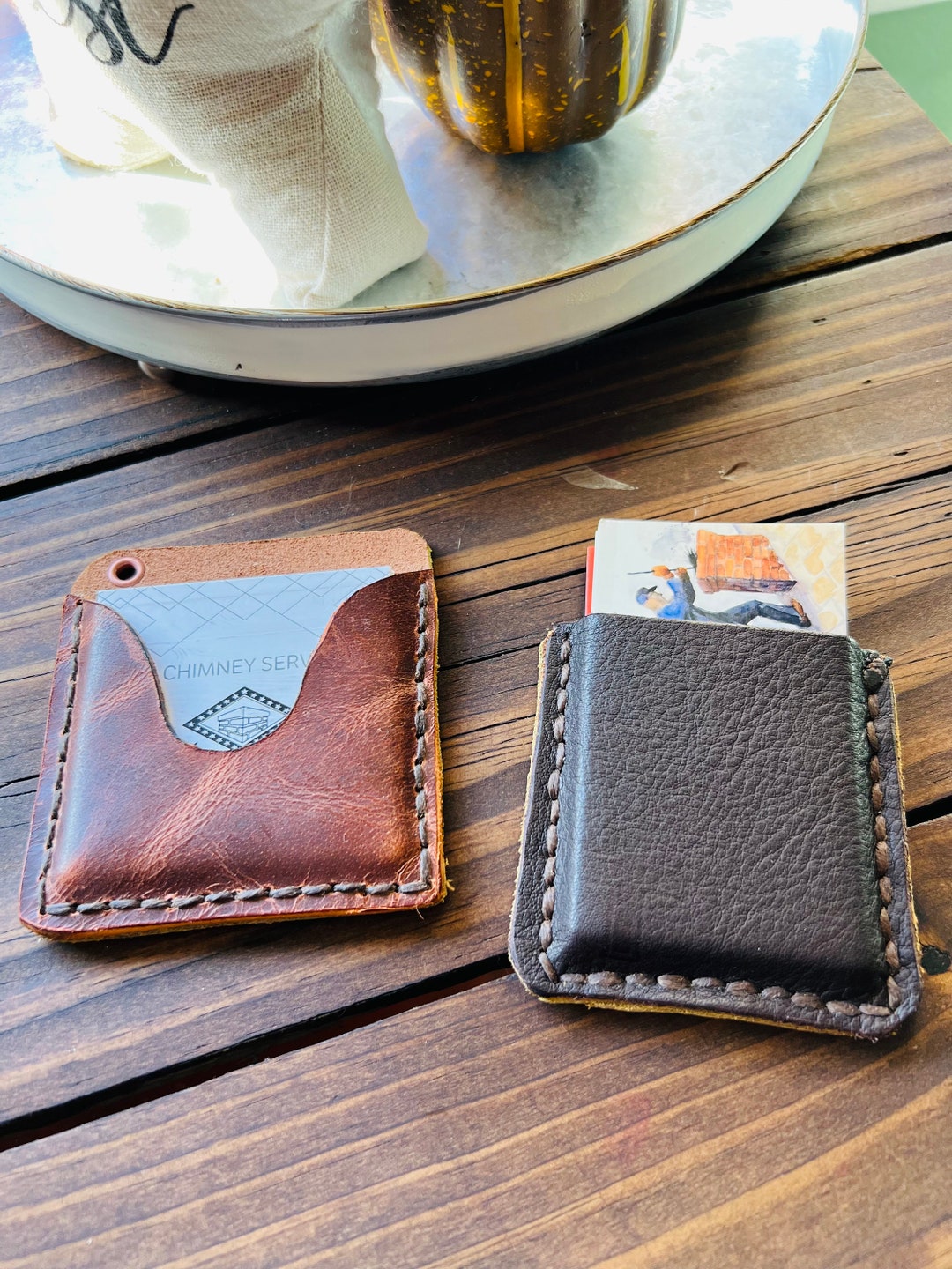 Leather Handmade Square Business Card Holder - Etsy