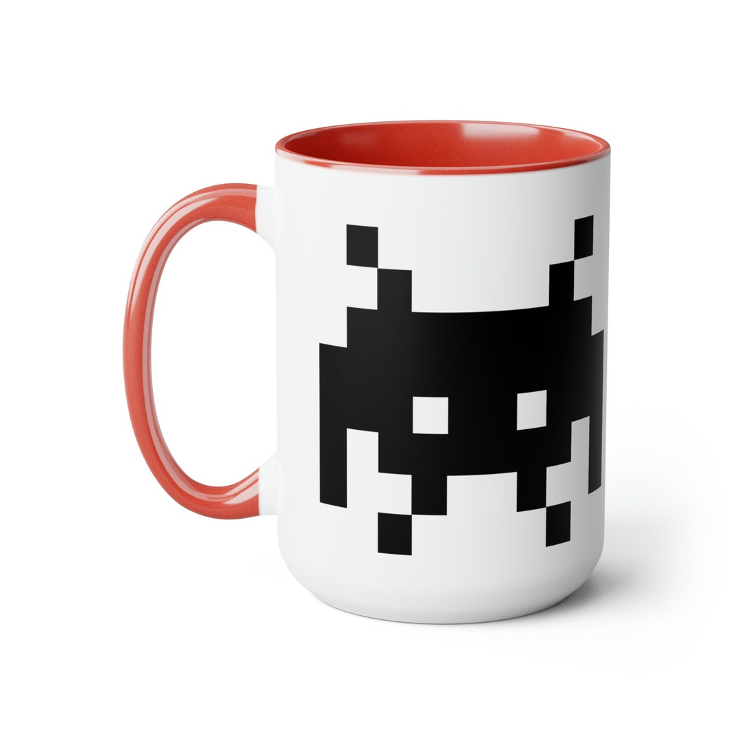 Alien Invader Retro Video Game Character Two-tone Coffee Mug, LARGE ...