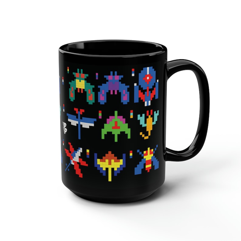 Galaga Video Game Classic Arcade Game 15oz Black Coffee Mug, Galaga ...
