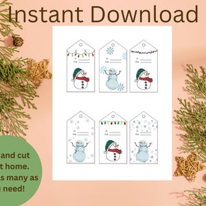 Snowmen Gift Tags, Winter Printable Gift Tags, Christmas Digital Gift ...