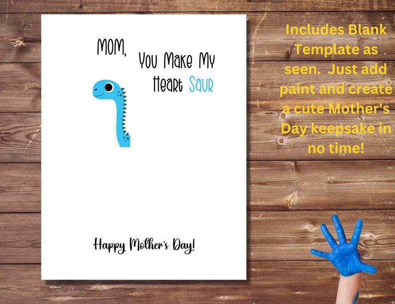 Mother's Day Handprint Art, Dinosaur Handprint, You Make My Heart Saur ...