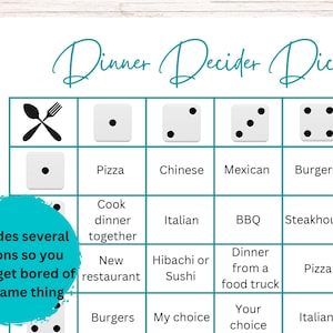 Dinner Decider and Date Night Decider Dice Game Bundle, Food Dice ...